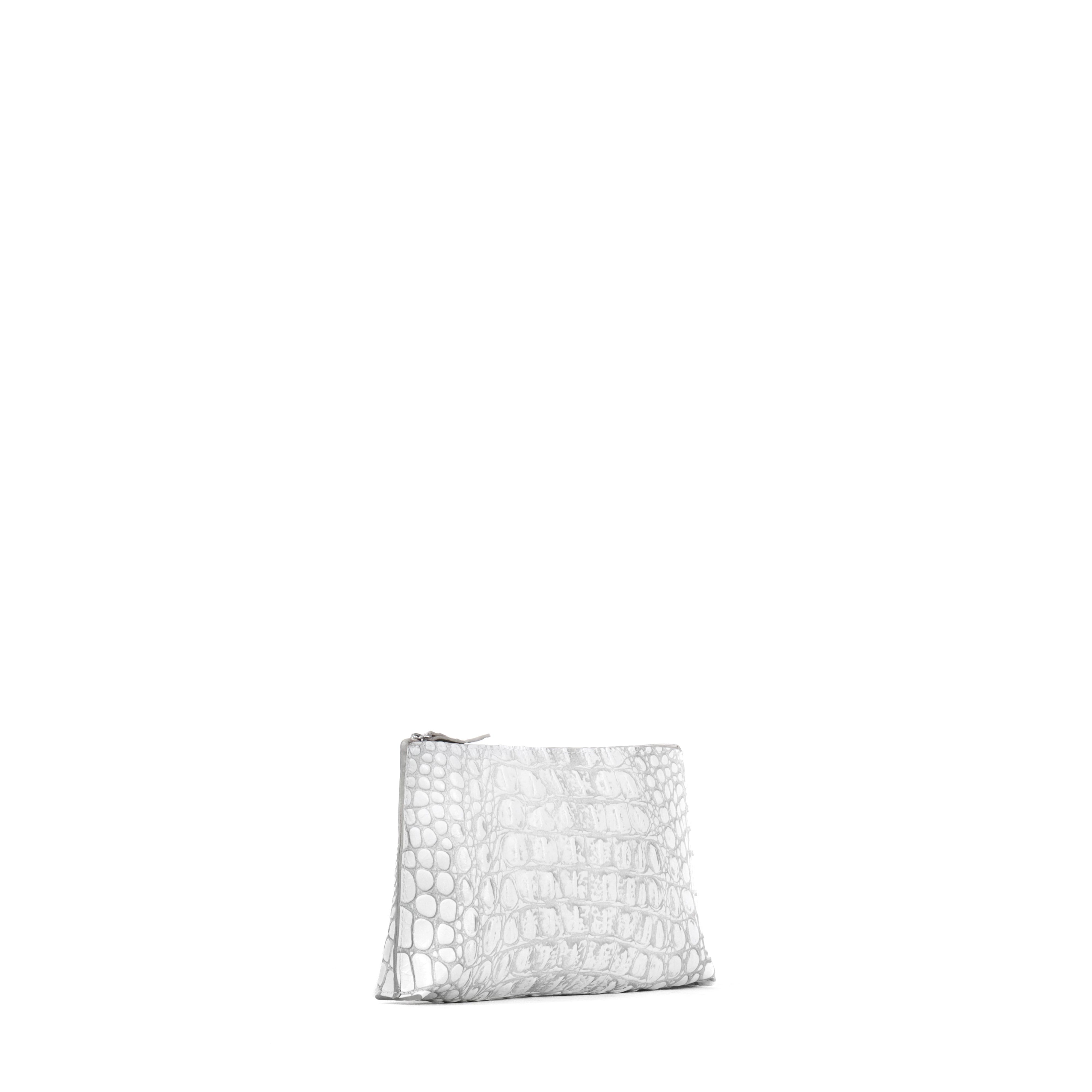 ESSENTIAL POUCH WHITE MIST EMBOSSED CROC – B.MAY